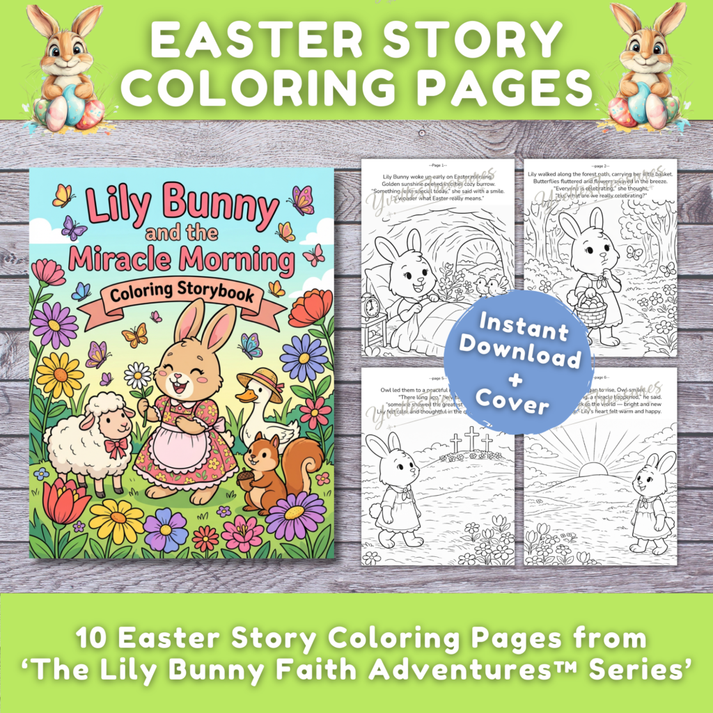Christian Easter coloring storybook for kids - Printable Activity Book